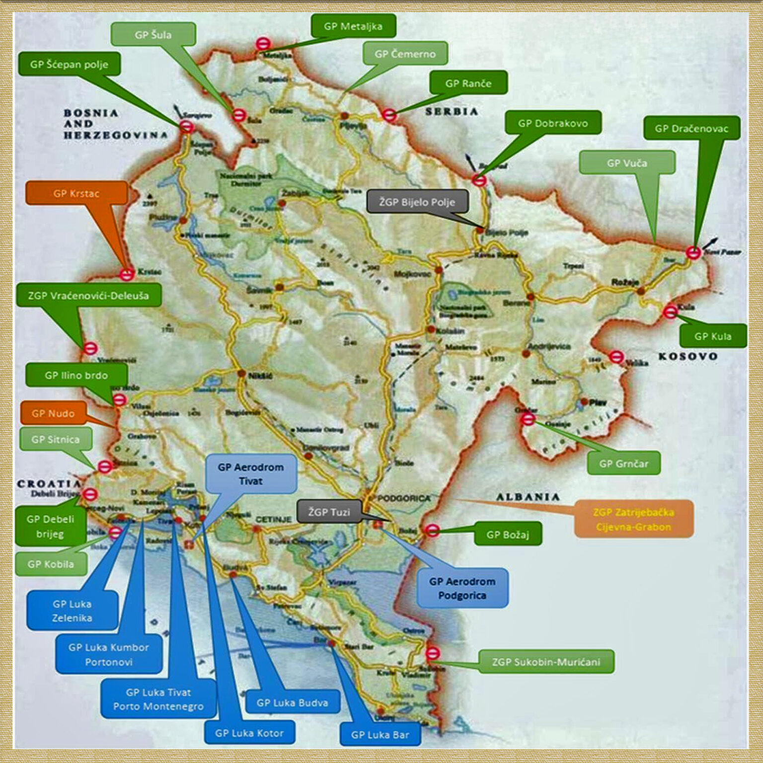 Border crossing points – www.montenegrome.com